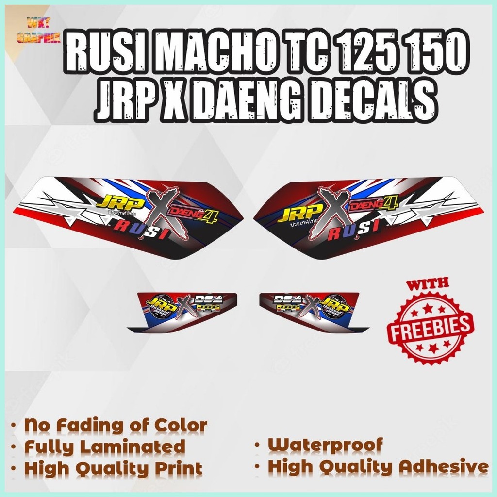 RUSI MACHO TC 125/150 JRP X DAENG DECALS (WATERPROOF, LAMINATED, FADE ...