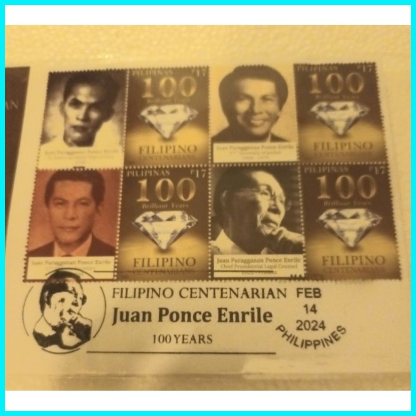 2024 Juan Ponce Enrile Filipino Centenarian sheetlet stamp on fdc ...