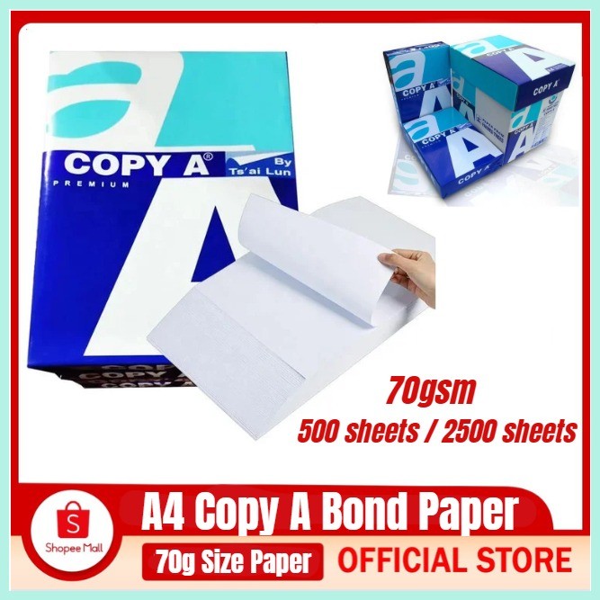 A4 size 70gsm bond paper and xerox paper 500 sheets/ 2,500 sheet Copy A ...