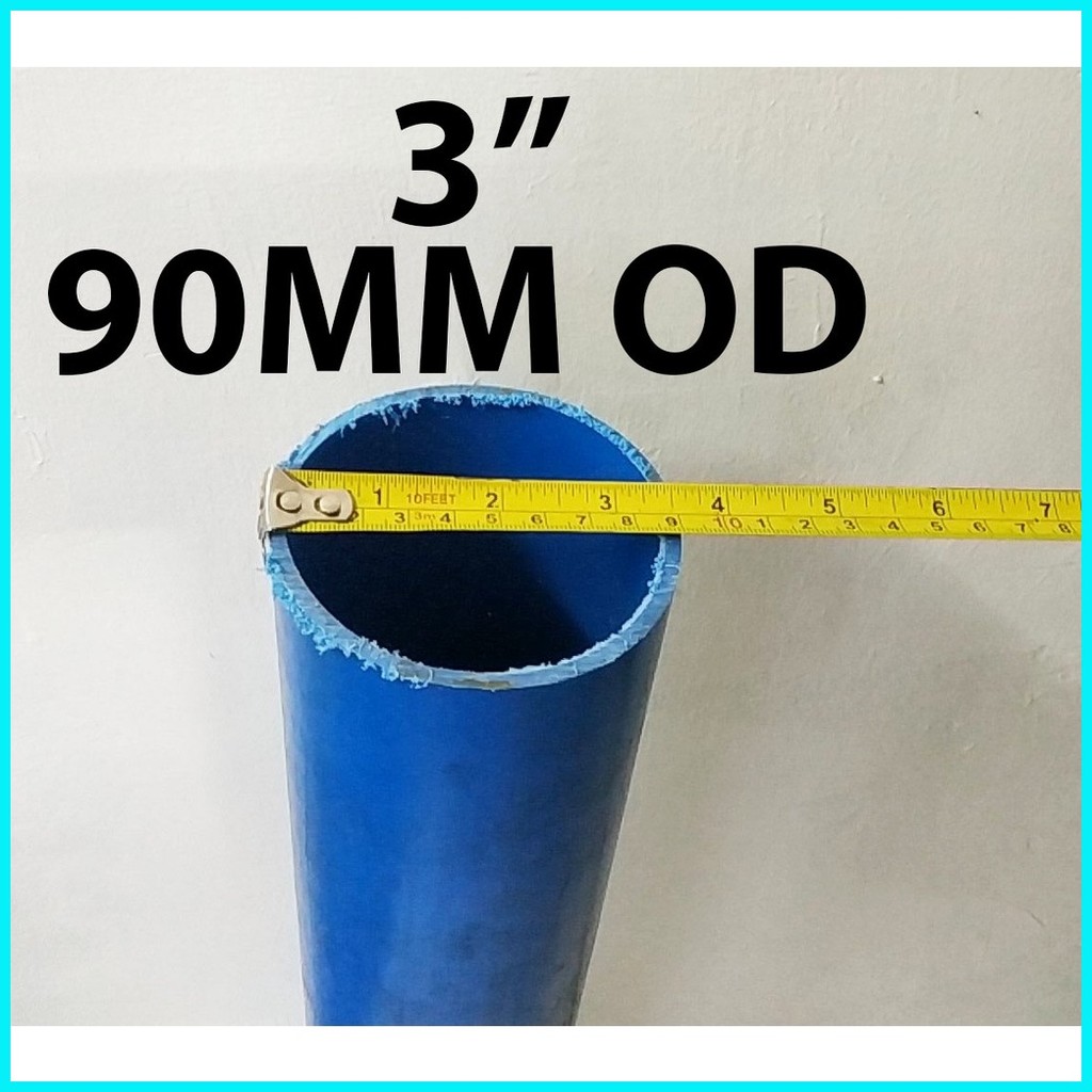 PVC PIPE 3" X 1/2 METER LONG ( 90MM OUTSIDE DIAMETER ) BLUE FOR CLEAN ...