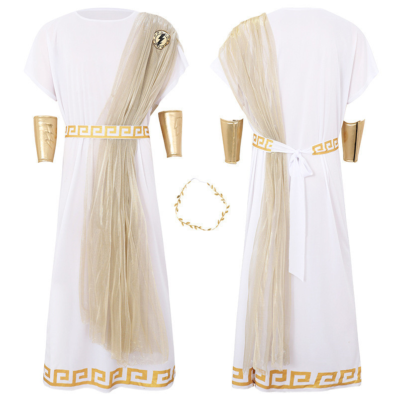 Greek Legend Greece God Zeus Cosplay Costume Ancient Rome White Golden ...