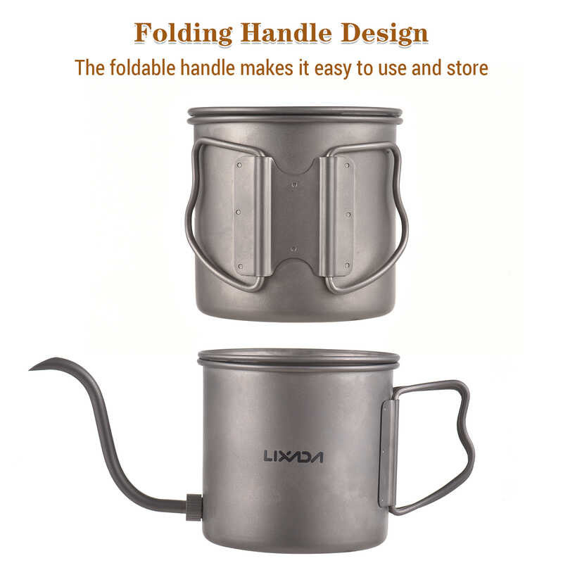 56B LIXADA 400 Ml Titanium Pour Over Kettle Mini Water Camping Stove Top Coffee Gooseneck Travel ...