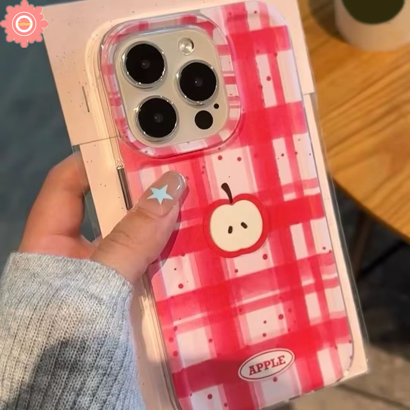 Vintage Checkered Red Apple Case For Redmi 12c 9c 9a 13c 10c 10a 12 10