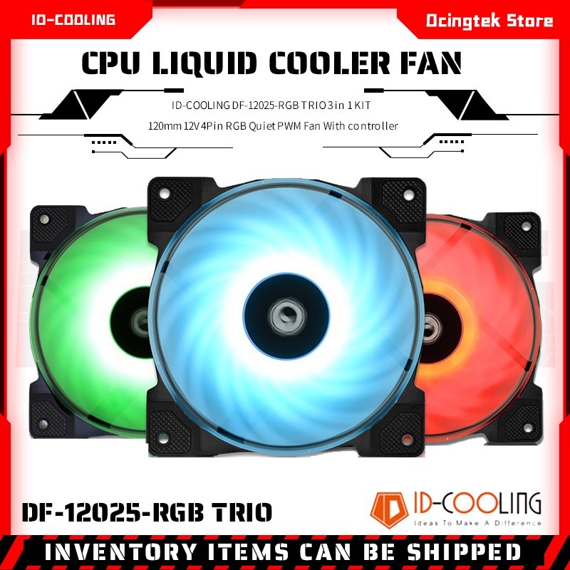 ID-COOLING DF-12025-RGB TRIO 3 in 1 KIT 120mm 12V 4Pin RGB Quiet PWM ...