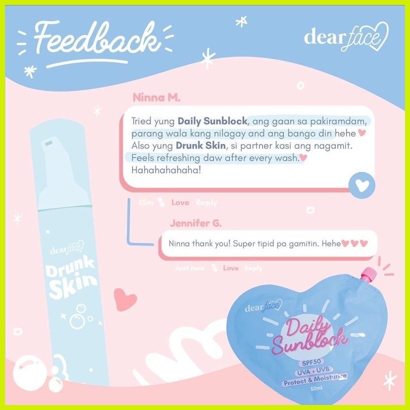 ☑ Dear Face Drunk Skin Facial Wash and Supra Glow Serum Anti-Acne ...