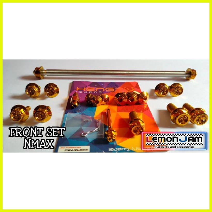 ☢ HENG CNC / GOLD FRONT WHEEL SET NMAX V1 / NMAX V2 / AEROX V1 / AEROX ...