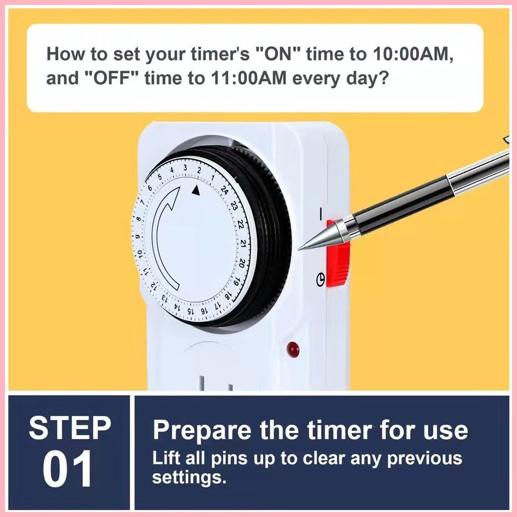 ☂ ۩ HOB 24 Hours Mechanical Electrical Plug Program Timer Power Switch ...