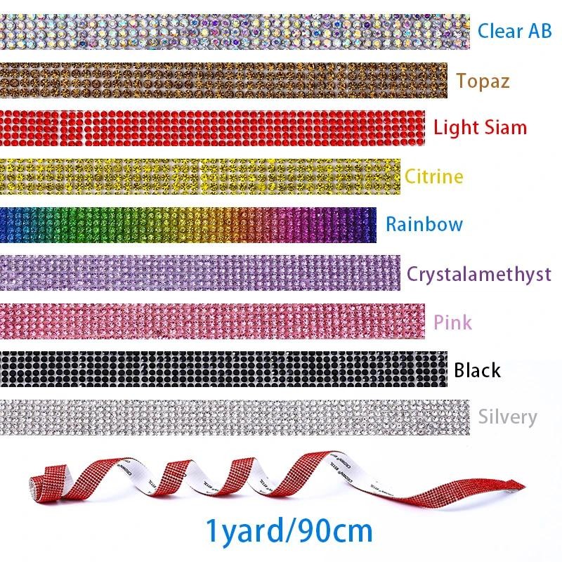 Multiple Rows Crystal Rhinestone Trim Self Adhesive Roll Rhinestone ...