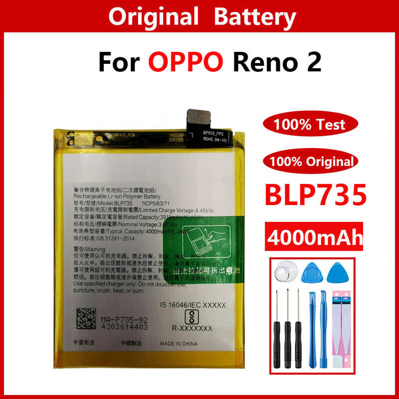 Genuine 4f 100% Original 4000mAh - BLP735 Battery For OPPO Reno 2 Reno2 ...