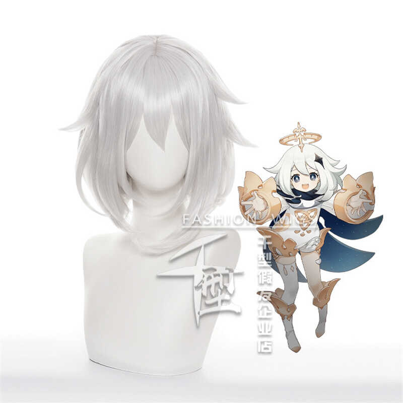 Game Genshin Impact Paimon Sier White Cosplay Wig Role Play Halloween ...