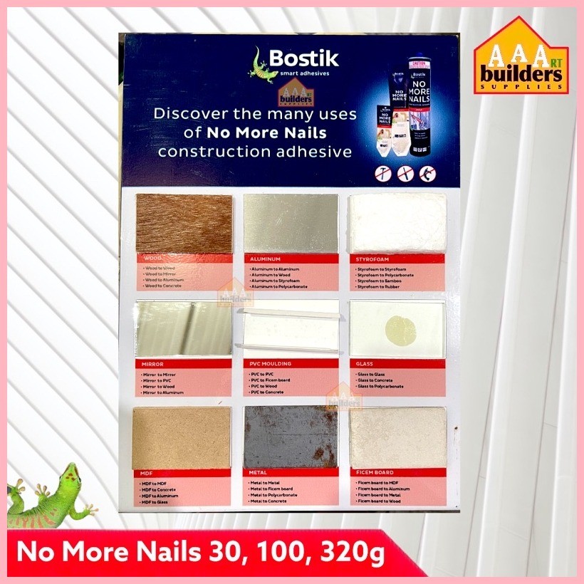 ♀ Bostik No More Nails Original aka Liquid Nails 30g 100g 300g | Shopee ...