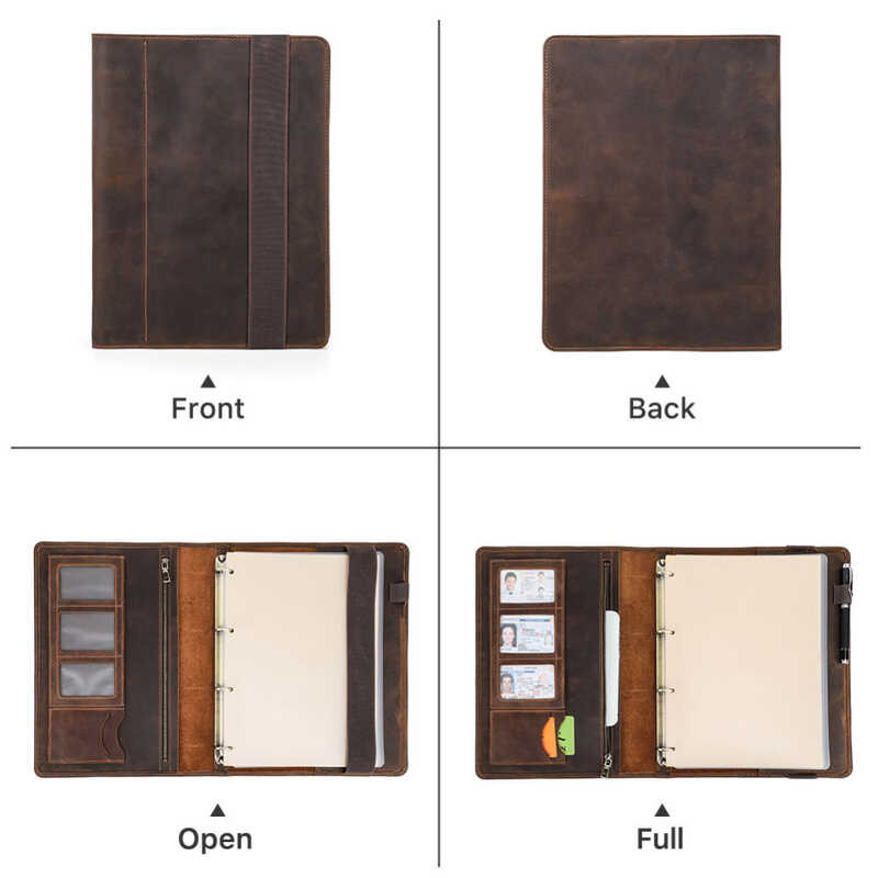 ontact's Genuine Leather Handmade A4/A5 Notebook Cover With Ring Binder ...