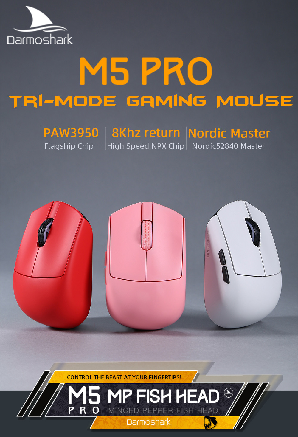Darmoshark M5PRO 8K Receiver Gaming Mouse Three Mode Wireless Bluetooth ...