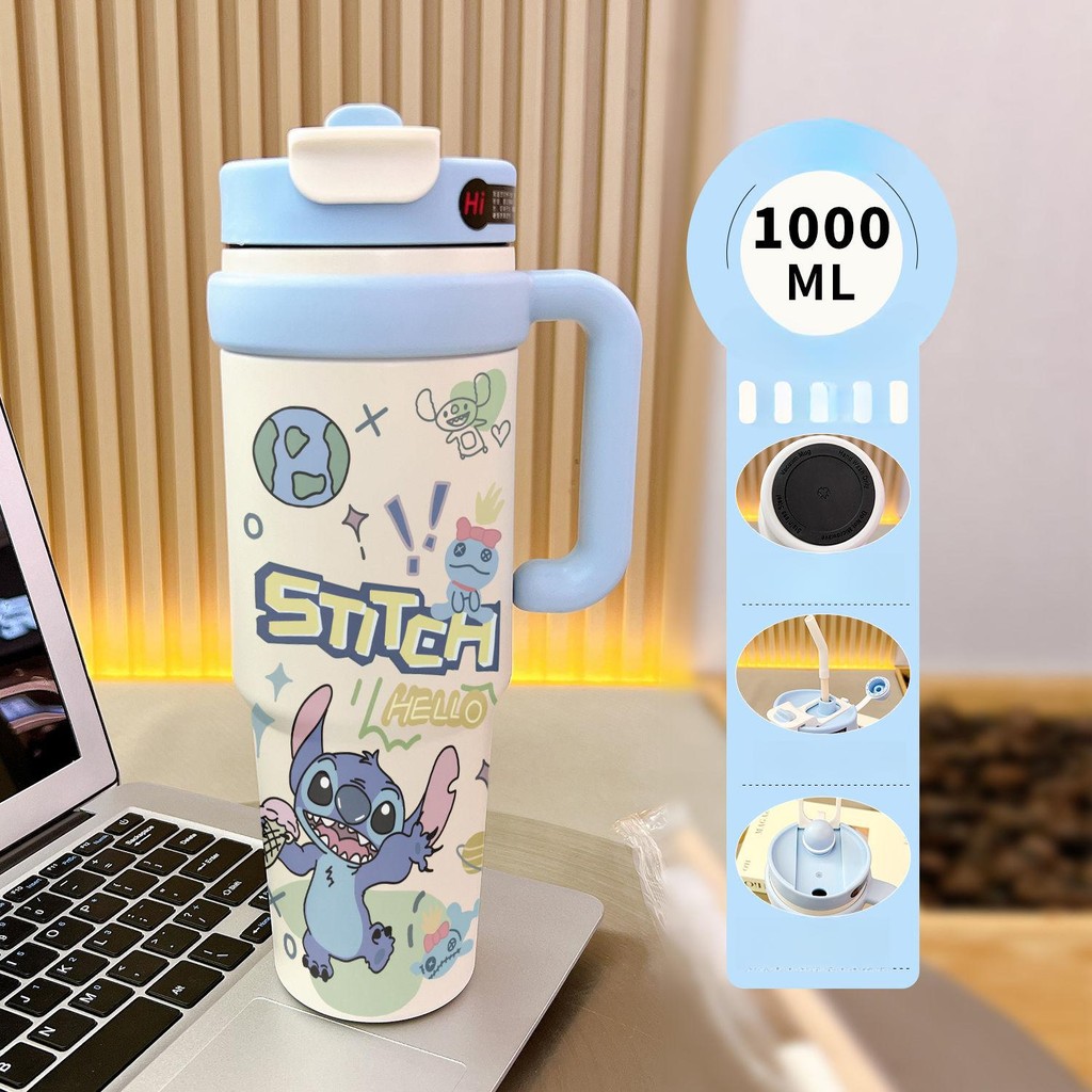 Stitch 1000ml Vacuum Bottle Students Cold-tolerance Handle 316 ...