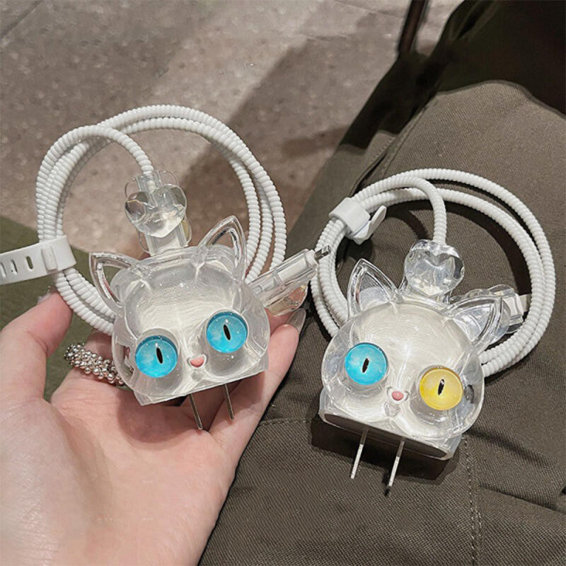 Cartoon Cute Crystal 3D Cat Eye Glitter Cable Protector Cover Cable ...