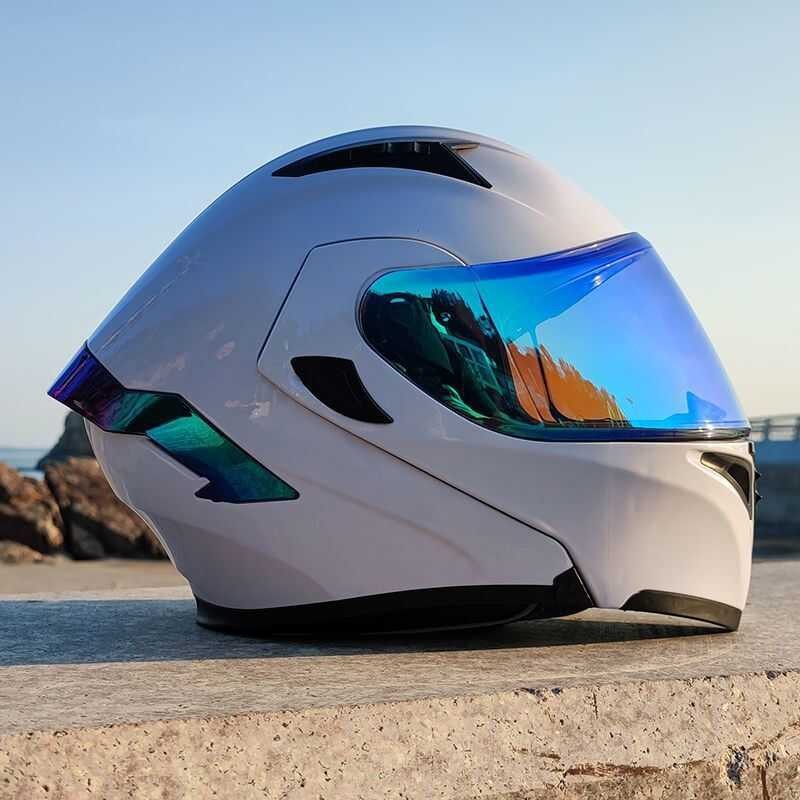 Wing Motorcycle Tail Helmet Half Helmet Open Face Gray Horns Bluetooth ...