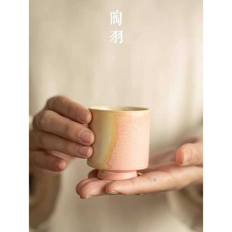 Crystal Glaze Pink Straight Mouth Cup Ceramic Tea Cup Household Master ...