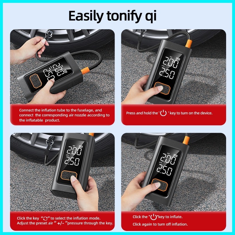 Car Jump Starter 4 in 1 Digital Electronic Compressor Air Pump Engine ...