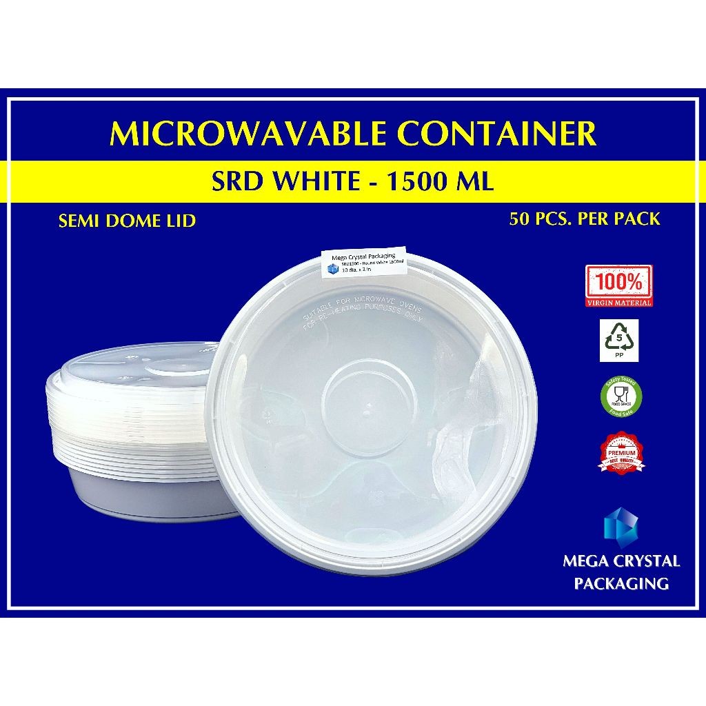 [ 10 Pcs. ] Microwavable Container Round SRD 1500 - Round 1500 ml / 50 ...