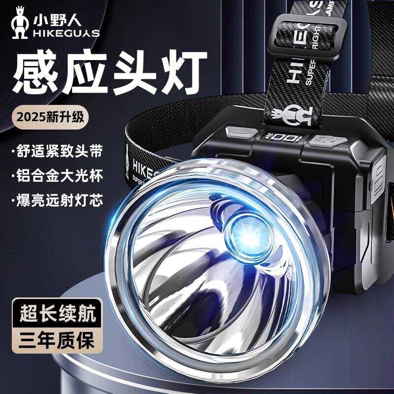 Little Savage 2025 New Style LED Head-Mounted Strong Light Headlight Rechargeable Bright Fishing ...