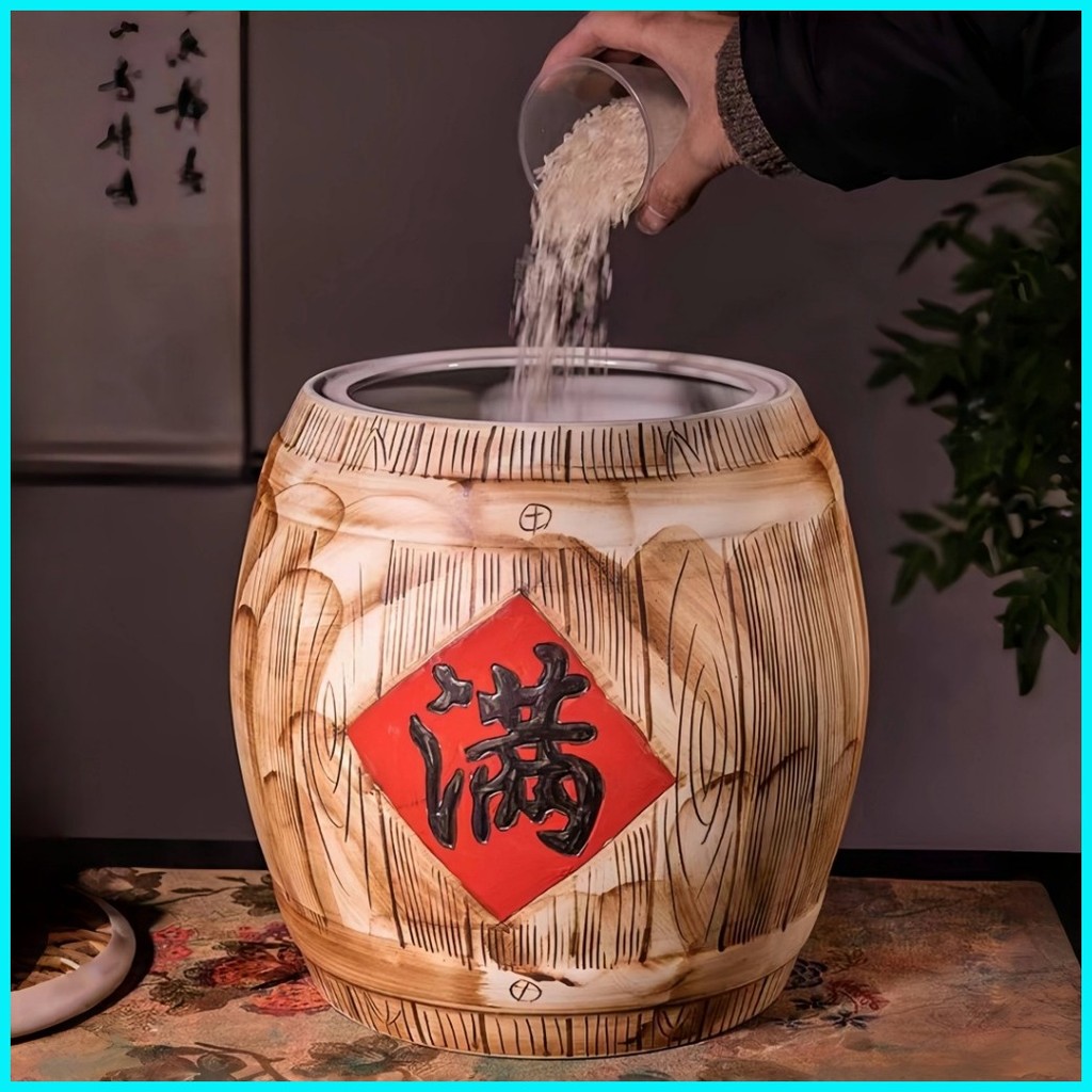 ceramic rice storage container magkuno wood rice keeper airtight rice ...