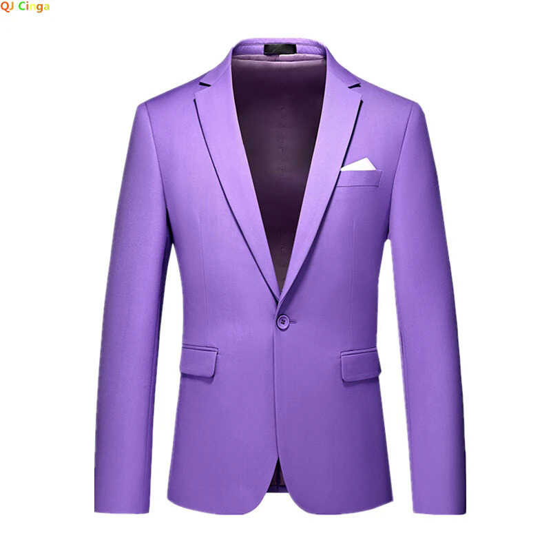 Violet Single Button Formal Business Wedding Dress Coat Men's Fashion ...