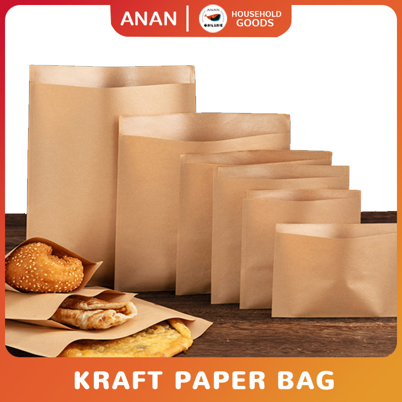 100pcs Kraft Paper Sandwich Donuts Bag Disposable Snack Pancake ...