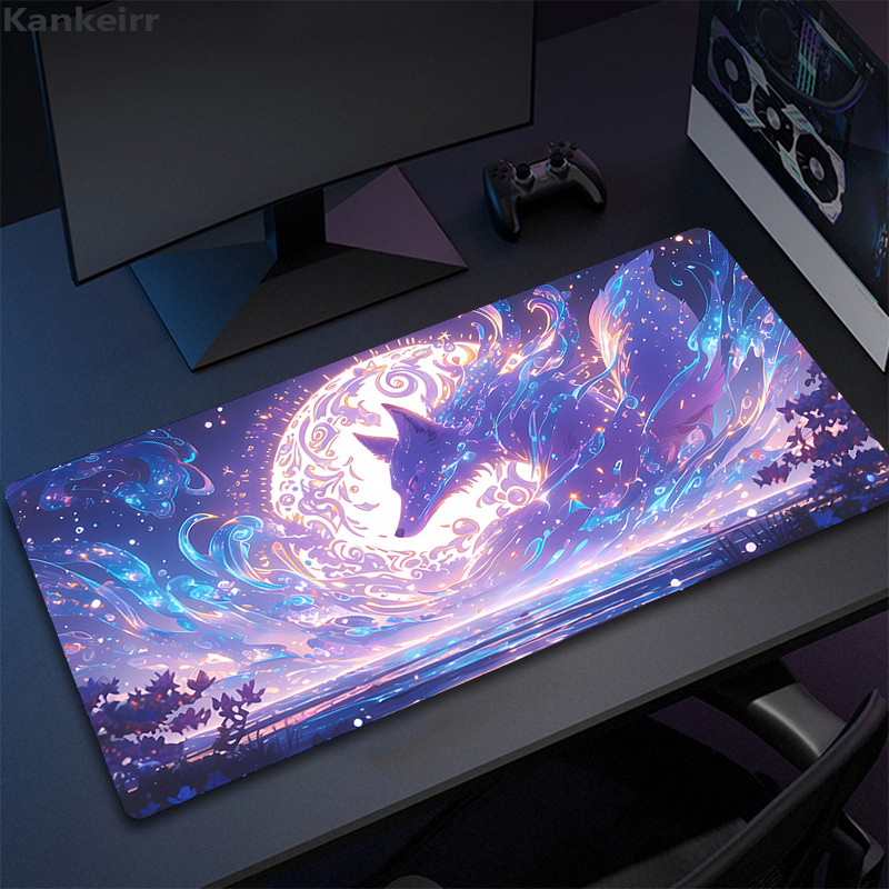 Fox Gamer Mouse Pad Pink Purple Star Large Gaming Mousepad Office Table ...