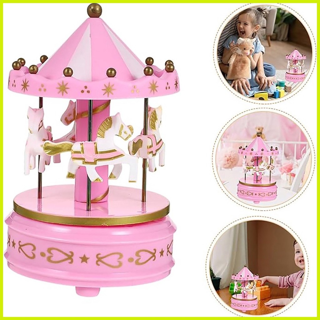 ♂ ☌ Christmas Carousel Baby Horse Music Box Toy Vintage Ride Toy ...