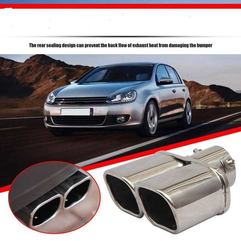 LY Car NEW Universal Dual Inlet Rear Exhaust Muffler Pi-Pe Tip Auto ...