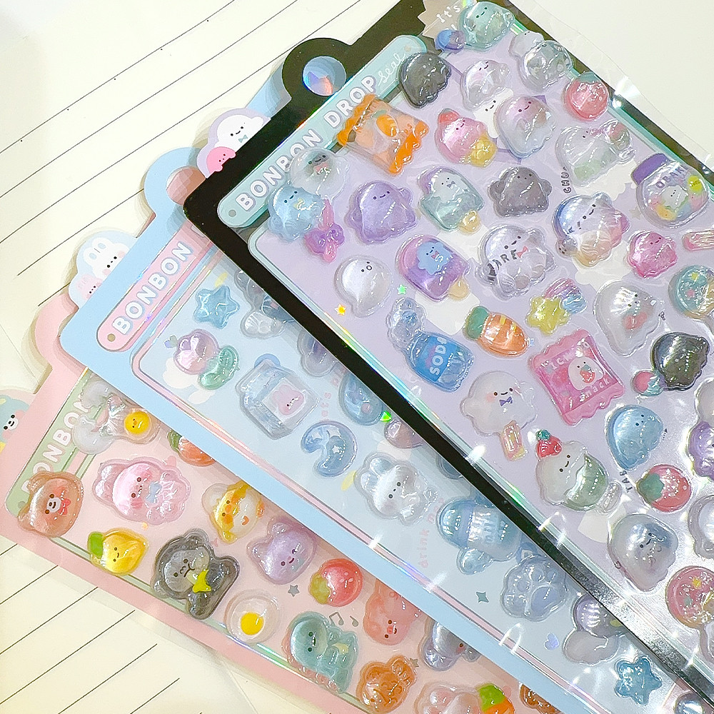 Mini Lovely Transparent Cartoon Animal Relief Decal - Three-dimensional ...
