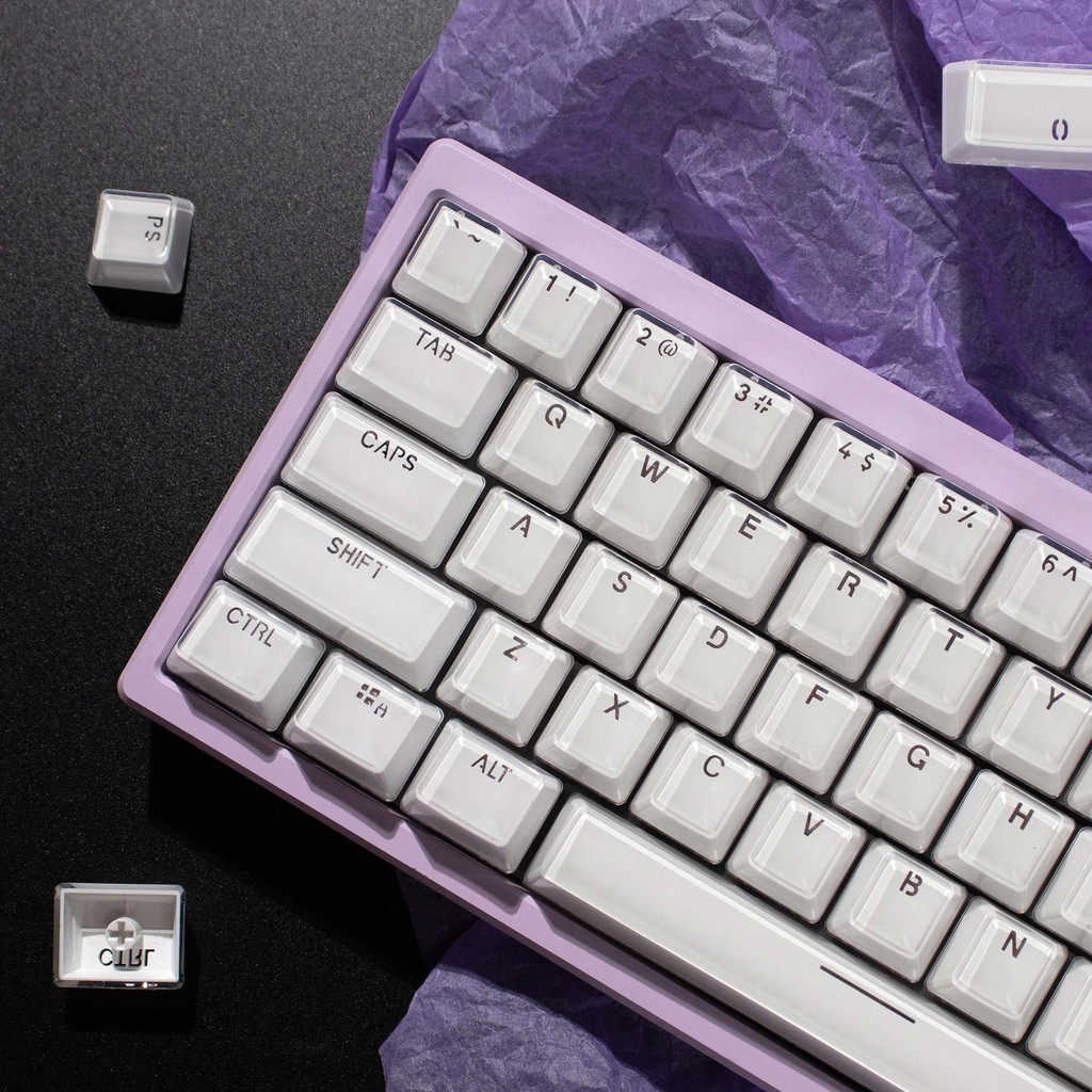 Crystal White Keycaps 104 Keys ABS Double shot OEM profile keycaps set ...