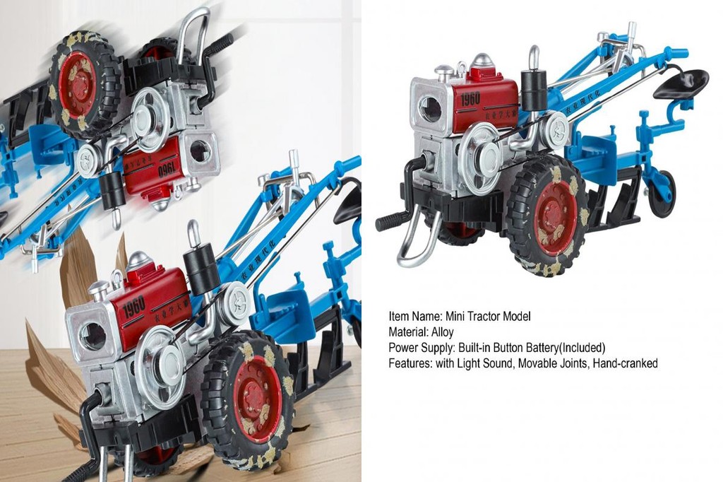 Hand-cranked Tractor with Light and Sound Effects Miniature ...
