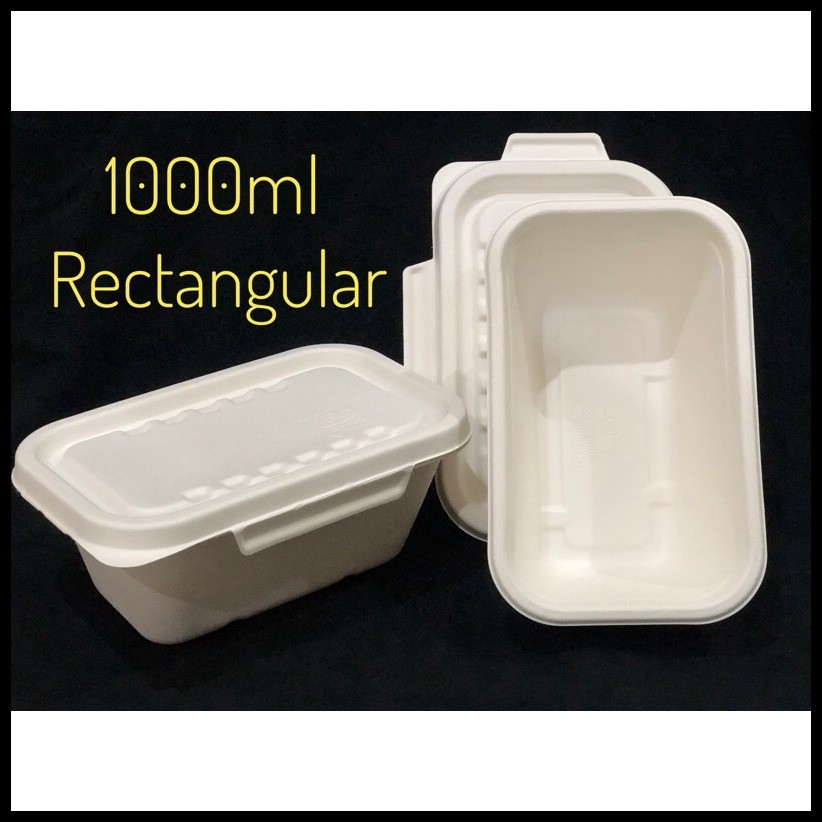 ♨ ☺ 1000ml Rectangular Sugarcane Bagasse 50pcs | Shopee Philippines