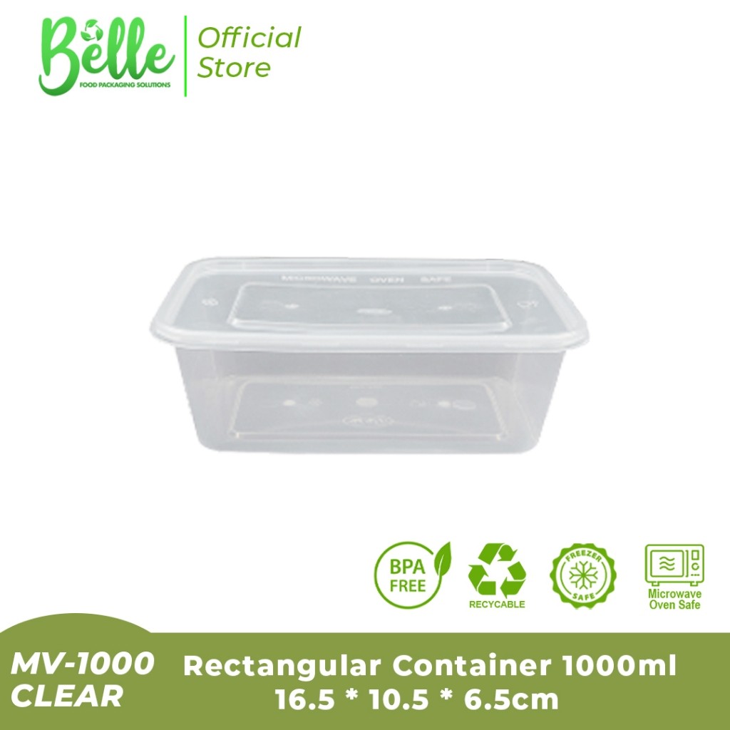 Belle RE 1000 Microwavable Container 1000mL (Rectangular) (50pcs/pack ...