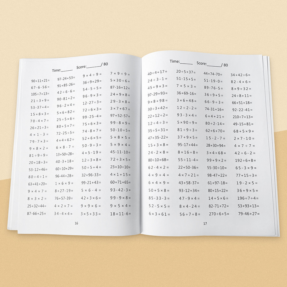 24Pages/Set Math Practice Book for Kids Learning Subtraction Addition ...