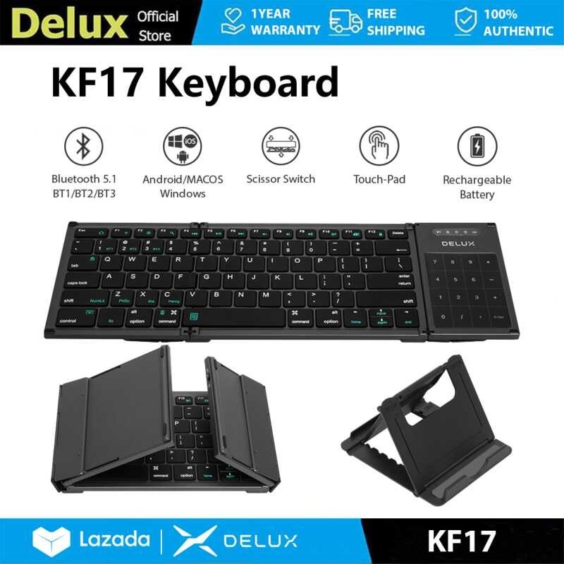 Kf17 Delux Portable Bluetooth Folding Wireless Keyboard, Seamless ...