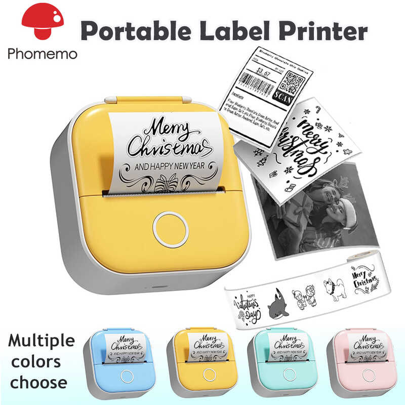 T02 Phomemo Bluetooth Thermal Label Printer, Portable Inkless Photo ...