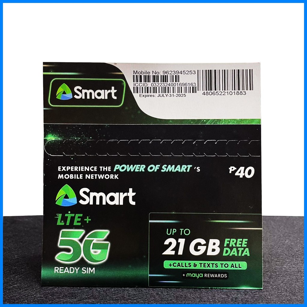 ⚽ ℡ ️ SMART Prepaid Sim LTE + 5G READY with Up to 21GB Free Data + Call ...