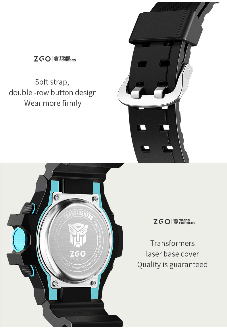 ZGO x Transformers Watch For Men 50M Waterproof LED Alarm Electronic ...