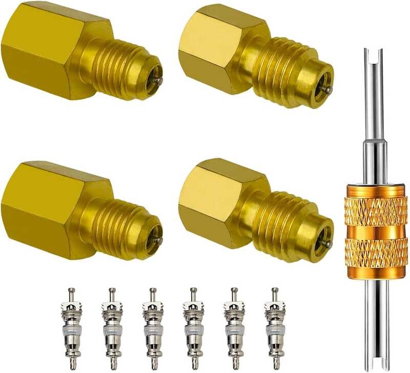 Tank 4Pcs Refrigerant Fittings with Vae Core Remover, R12 R22 R134a ...