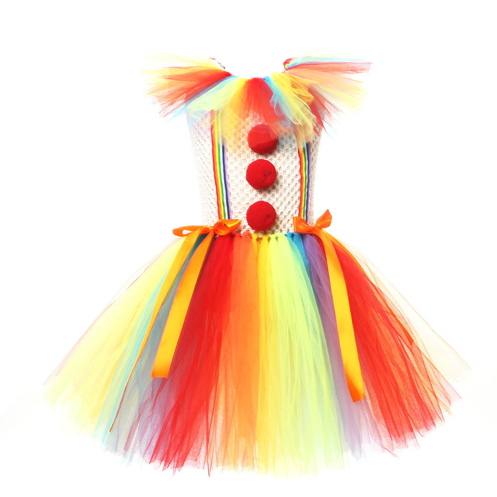 Halloween For Girls Tulle Tutu Kids Cosplay Clown Costume Girl Ball ...