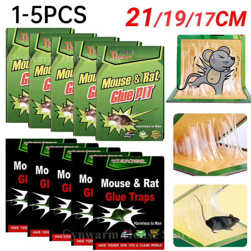 Traps 1-5Pcs Super Sticky Trap Mice Pad Board Non-Toxic Mouse Glue Rat ...