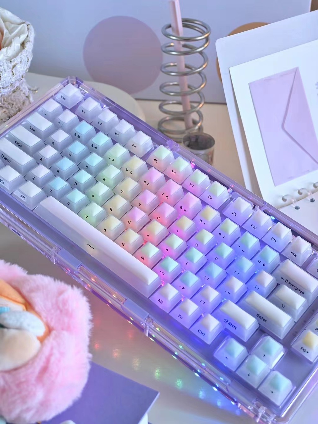 Rainbow Fudge Keycap 124 Keys PC Silicone Dye Sublimation Mechanical ...