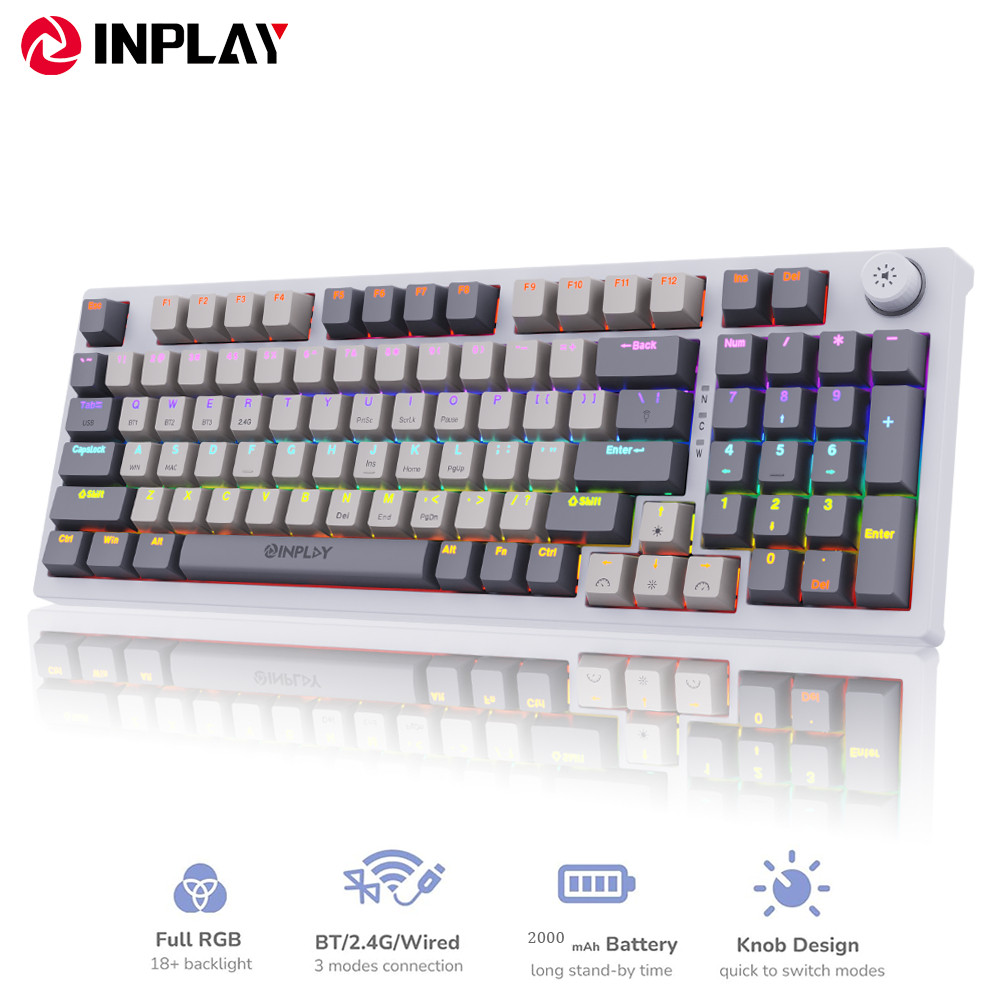 ☢ ♞Inplay 96 Key Wireless Mechanical Keyboard Bluetooth Tri-Mode With ...