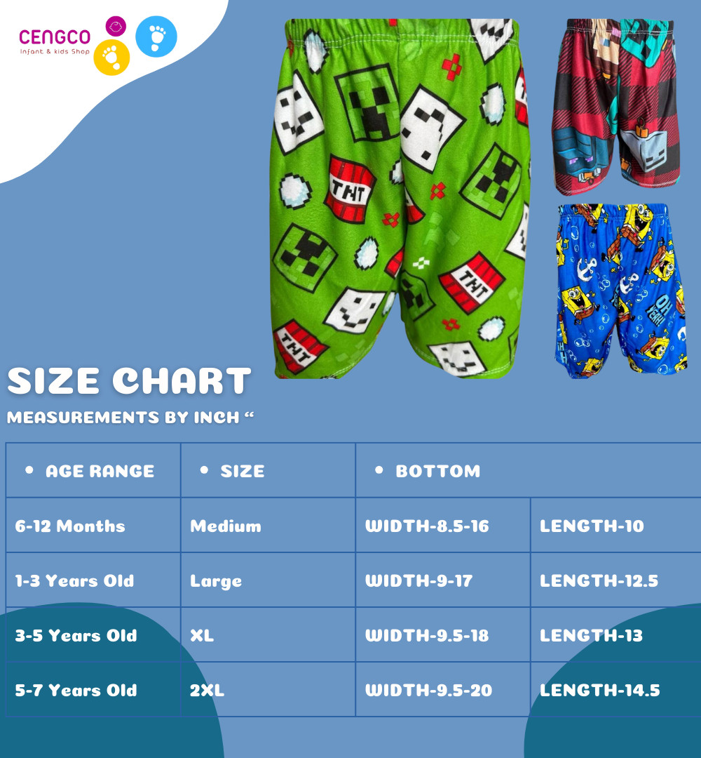 3 Pcs Short For Baby Boys Newborn to Toddler Printed Cute Character ...