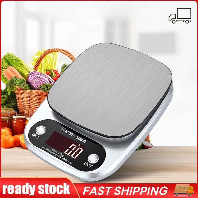 Household kitchen stainless steel scale 10kg/1g electronic scale LCD ...