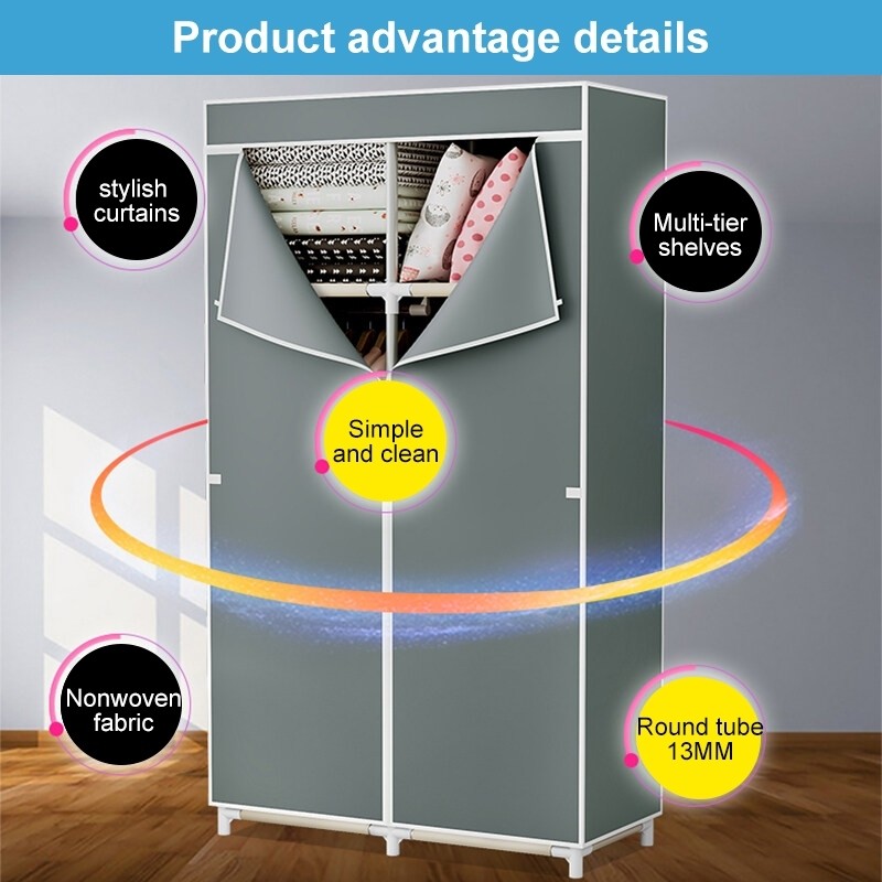 New Fashion Zipper Wardrobe Big Size Saving Space Non-Woven Clothes ...