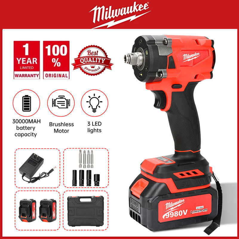 Milwaukee 9980V Impact Wrench Cordless Electric Driver 10000R/Min ...