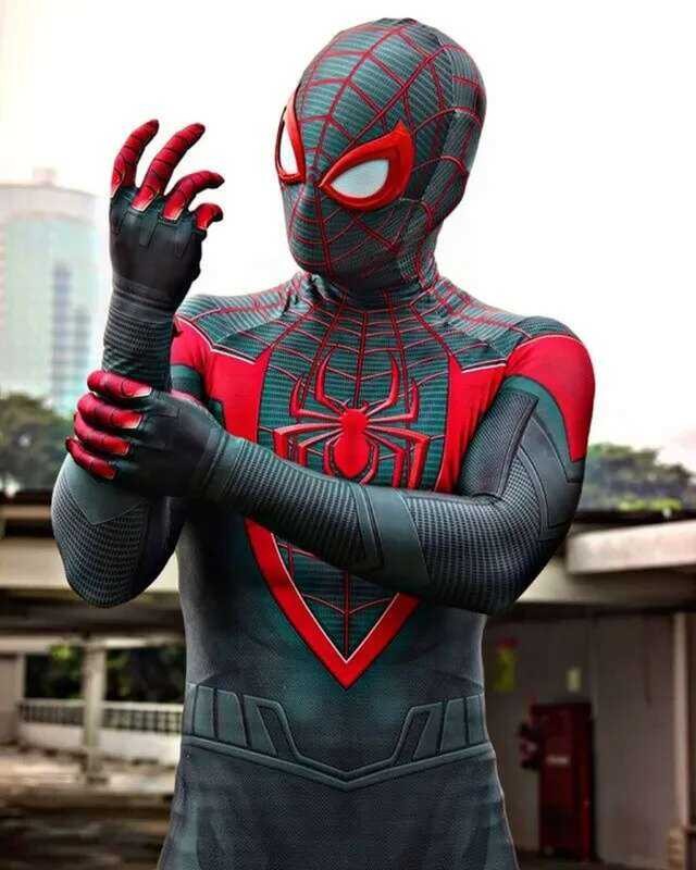 M Miles M1es Ps5 Spiderman Costume Black/Red Raim Spider Man Cosplay ...